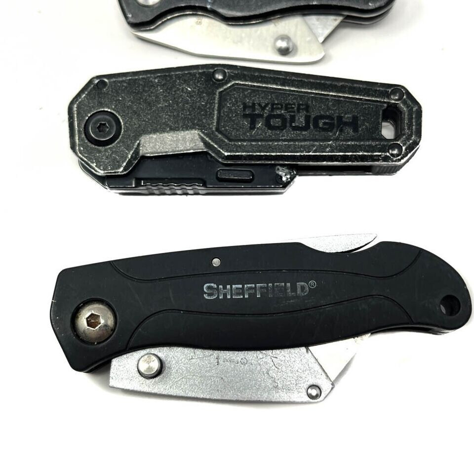 4 Pcs Sheffield, Hyper Tough and Assorted Utility Knife, Folding, Box ...
