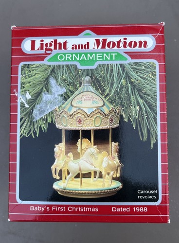 1988 Hallmark Baby's First Christmas Revolving Carousel Light & Motion ...