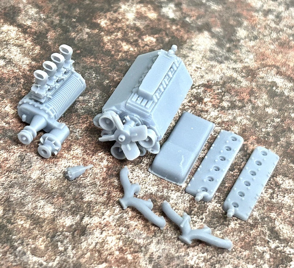 Resin Supercharged V-12 Flathead engine for scale model cars, 1/24 1/25 ...