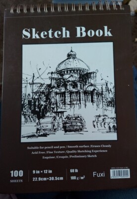9 x 12 inches Sketch Book, Top Spiral Bound Sketch Pad, 1 Pack 100 ...
