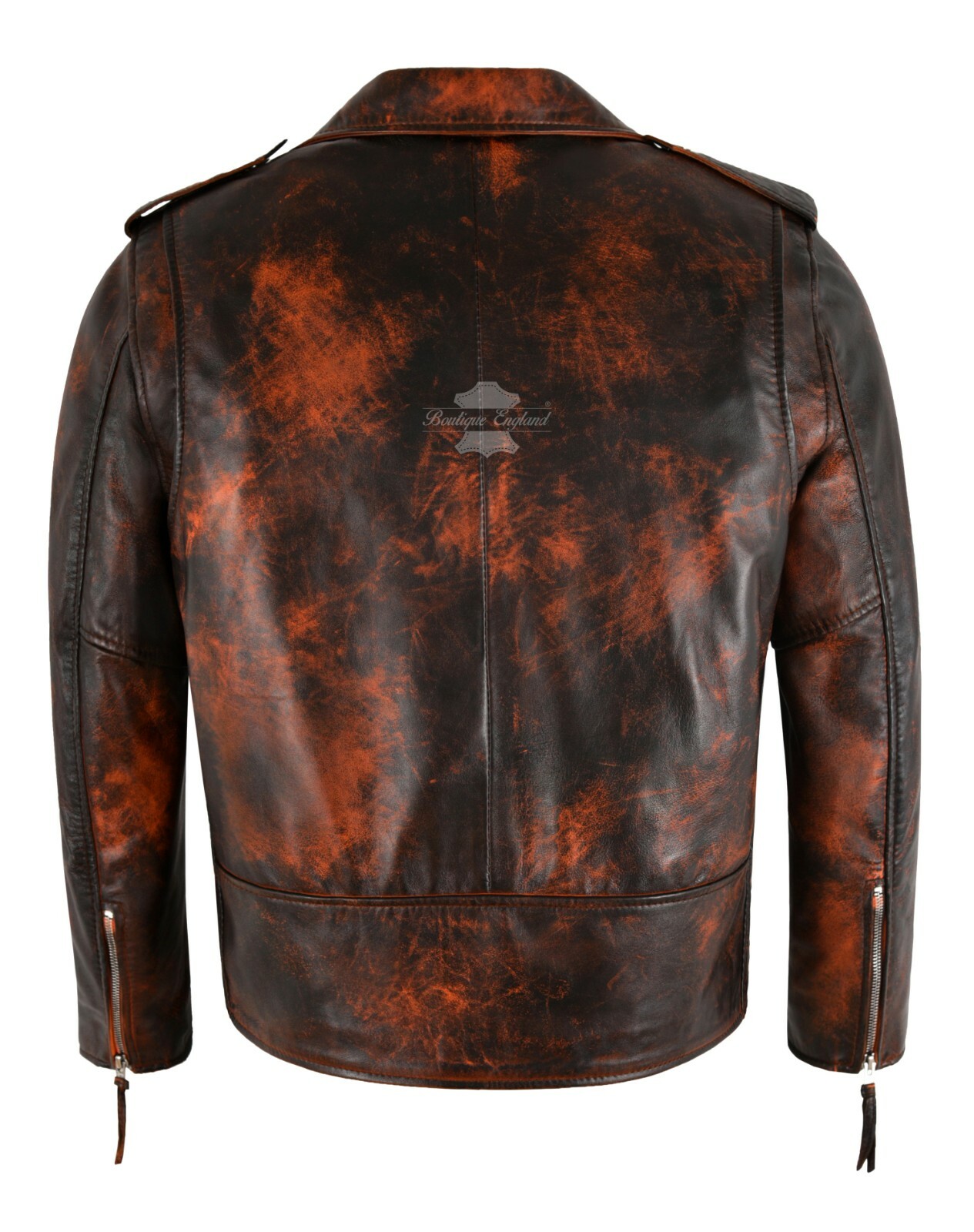 BRANDO Men's Leather Jacket Orange Rust Bikers Fashion Leather Jacket ...