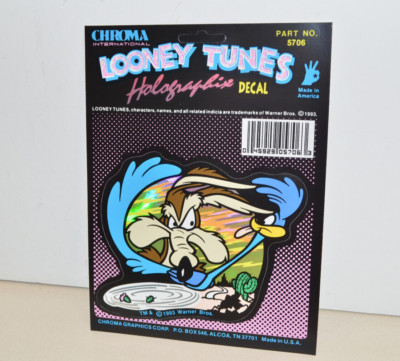 Vintage 1993 LOONEY TUNES HOLOGRAPHIC DECAL Road Runner Chroma Car ...