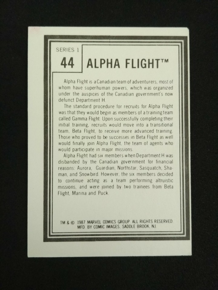1987 Marvel Comic Images Card Captain Alpha Flight #44 | eBay