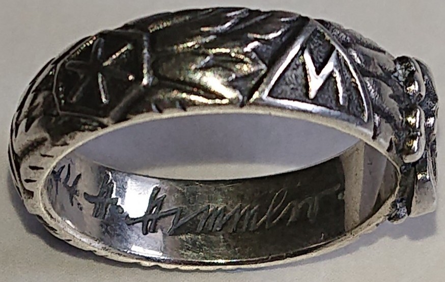 WW2 GERMAN SILVER SIGNET RING ENGRAVED/ETCHED 21.2.44 REPRODUCTION ...