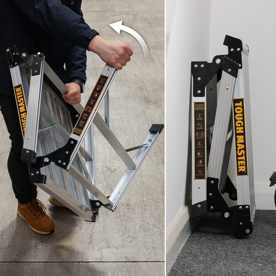 Heavy Duty Aluminium Hop Up Step Ladder Work Bench Platform 600mm TOUGH ...