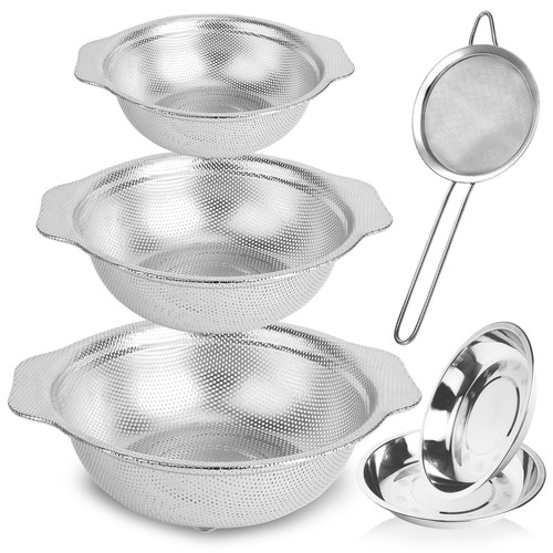 Rice Washer Strainer Bowl,6 Pcs Stainless Steel Colander Set,3QT/4QT ...