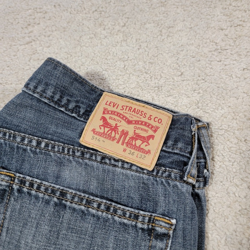 Levis 514 Straight Leg Jeans Men's 36x32 Medium Wash Blue Denim | eBay UK
