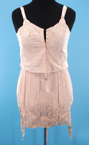 VTG Women's 50s 2 Pc Pink Corset Bra & Lace Up Girdle 1950s Spencer ...