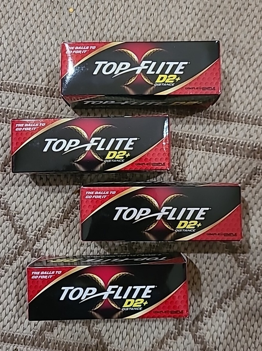 Top Flite D2 + Distance Golf Ball 4 Packs of 3 Balls Yellow Dimple In ...