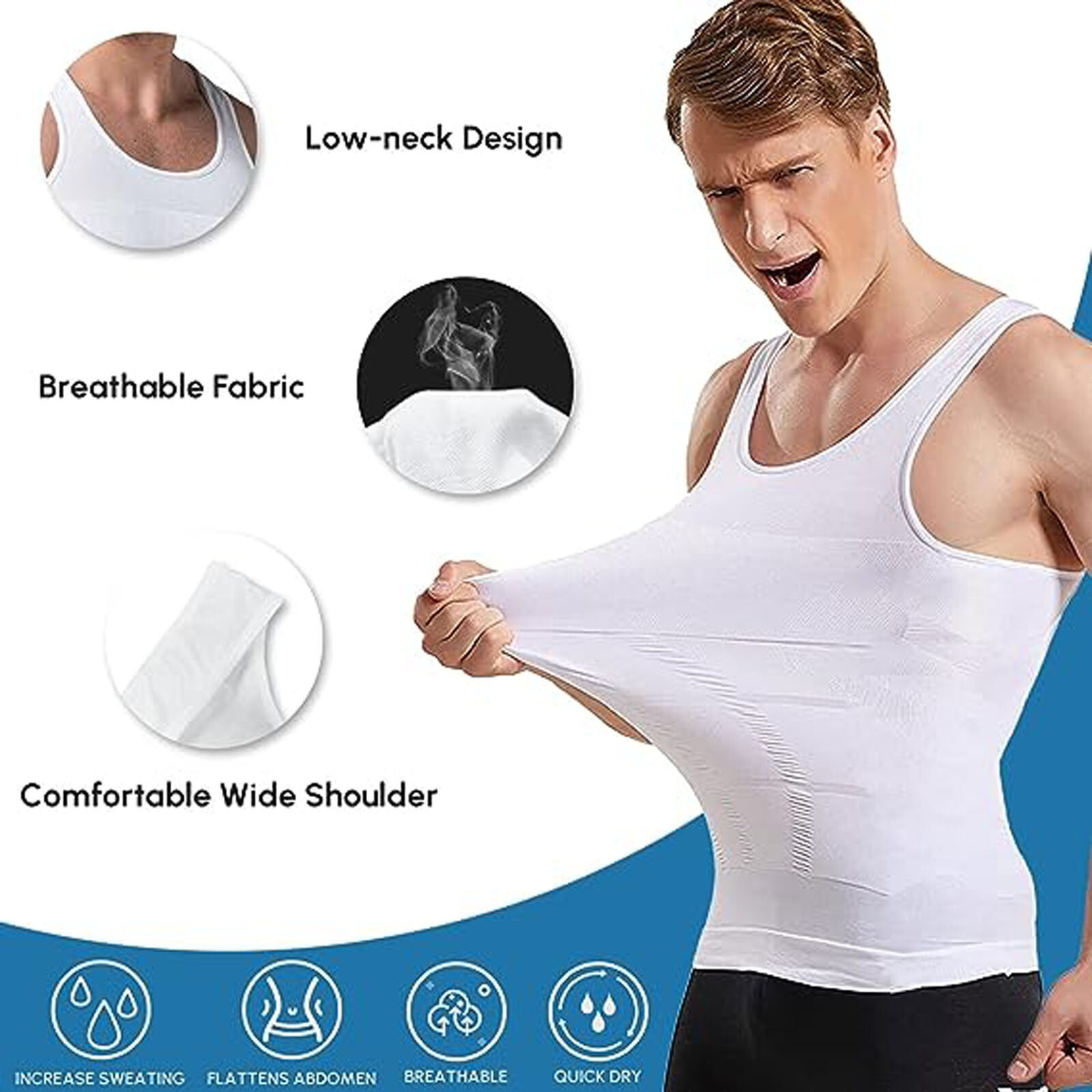 Men's Body Shaper Slimming Tummy Vest Chest Compression Shirt Tank Top ...