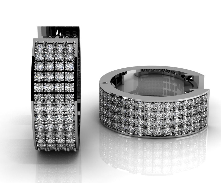 2.00 Ct. TW Round Diamond Inside/Outside Hoop Earrings in 14 kt. Clip ...