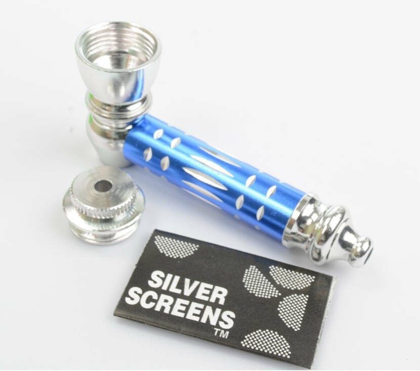 Blue metal Smoking Pipe w/Lid Tobacco Pipe Metal pipe ALL METAL Pipes ...