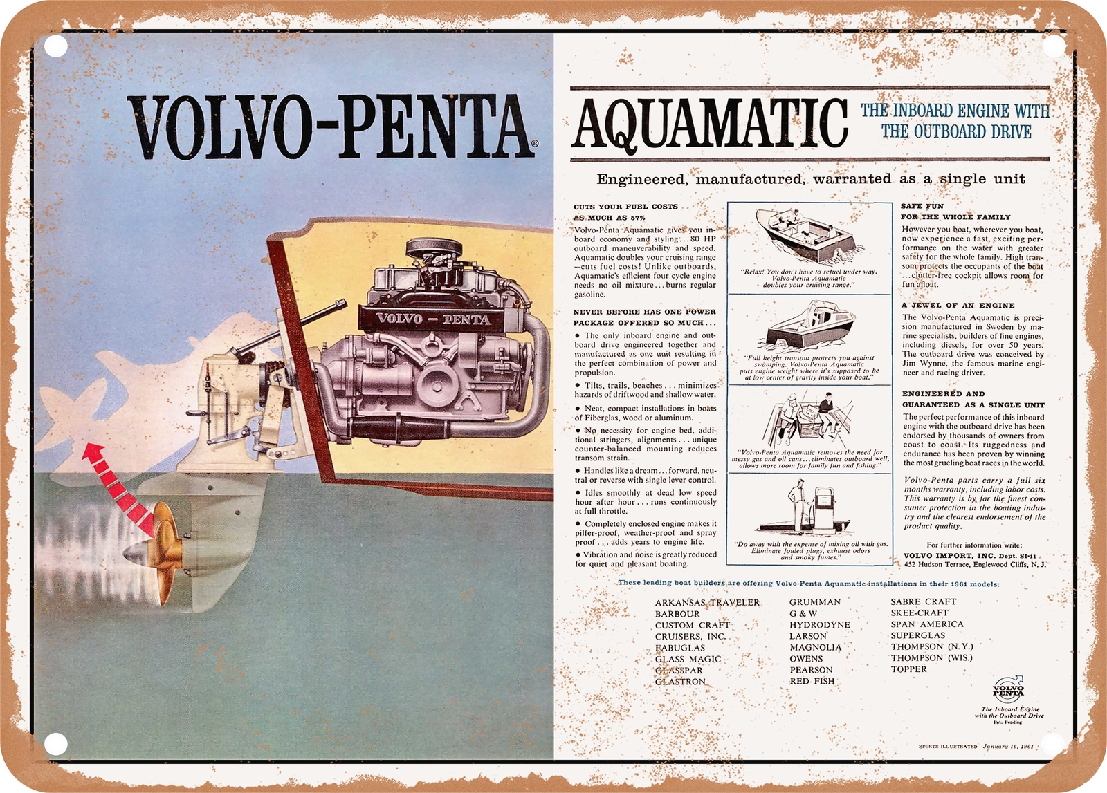 METAL SIGN - 1961 Volvo Penta Aquamatic | eBay