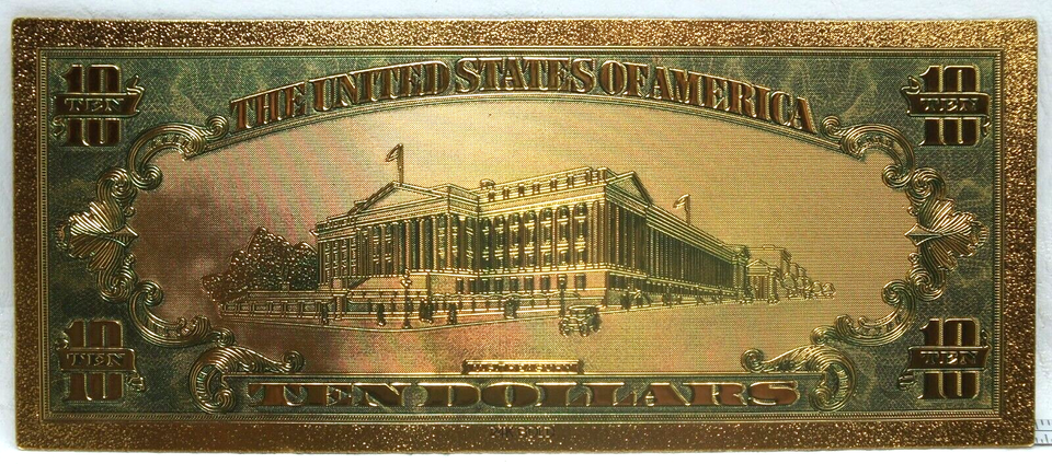 24K Gold-Plated Foil Note Currency Bill Paper Money Novelty Famous Cash ...