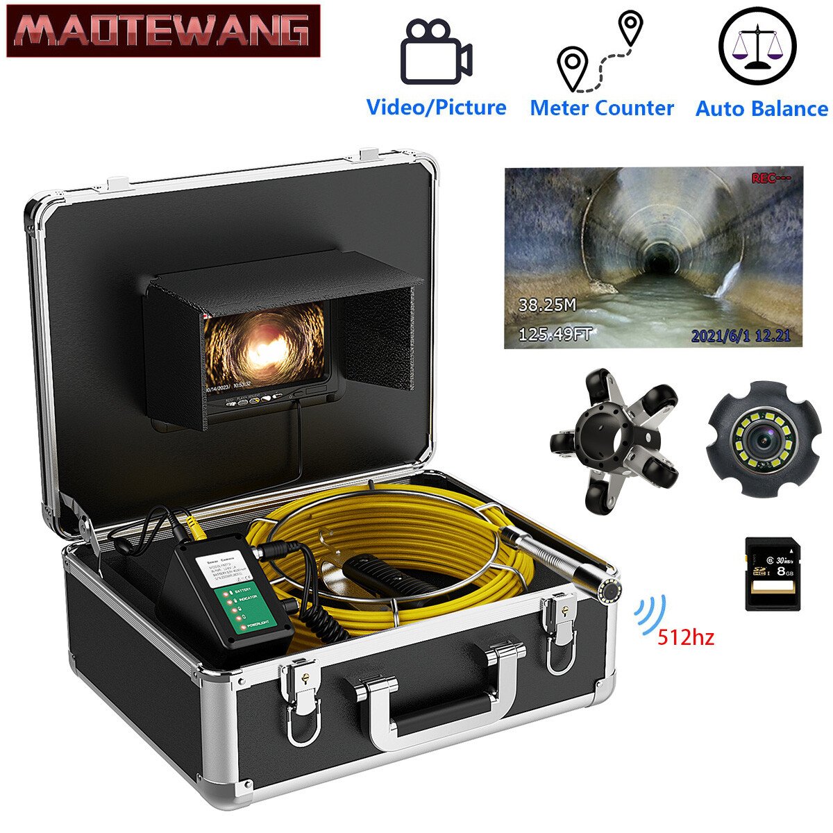 7inch DVR Pipe Inspection Camera Self-Leveling System Sewer Inspection ...