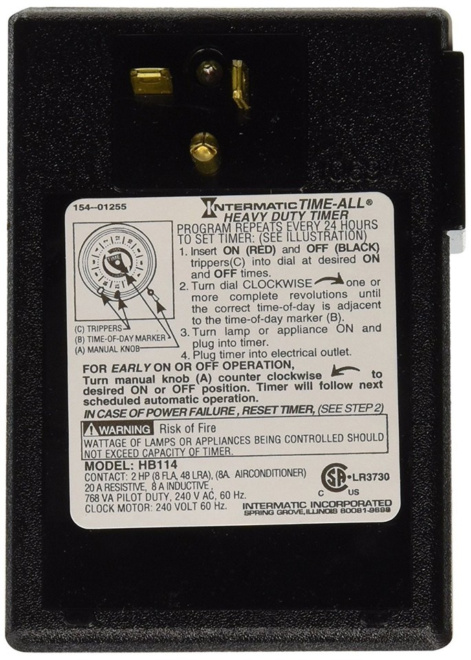 Intermatic HB114 Heavy-Duty Plug-in Air Conditioner and Appliance 240 ...