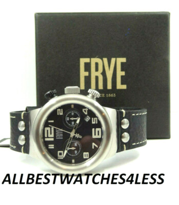 Frye 245689CST Sapphire Crystal Chronograph Black Leather Strap Men's ...