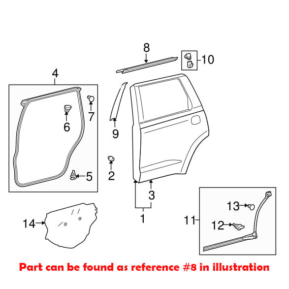 Toyota OEM Rear Door Window Sweep-belt Molding Weatherstrip Left ...