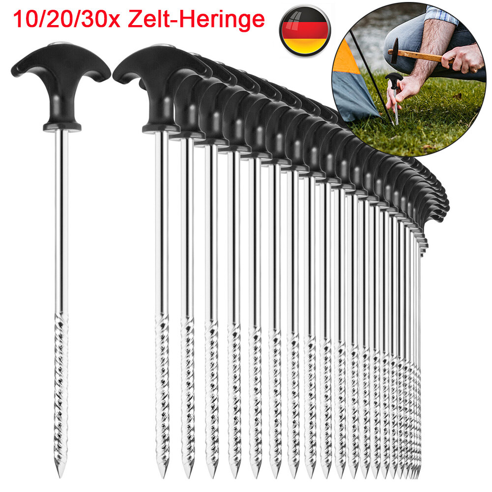 10/20/30x Zelt-Heringe aus Stahl - robuste Bodenanker Erdnägel mit ...
