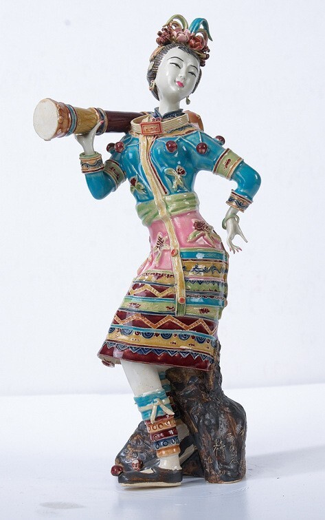 Wucai Porcelain pottery Ceramic Figurine Girl Lady Qin Musical ...
