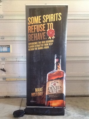 Jim Beam Devil's Cut 90 Proof Retractable Roll Up Banner Stand 33 X 79 ...