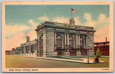 Vtg Wichita Kansas KS Union Train Station Railroad Depot 1930s View ...