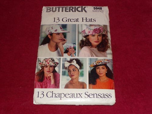 🌹 BUTTERICK #5948 - LADIES (13 STYLE) SUMMER MILLINERY HAT-CAP-BERET ...