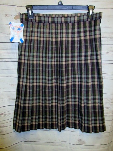 NOS VTG Deerstalker 18 Tartan Skirt Kilt Plaid Pleated Fringe Secretary ...