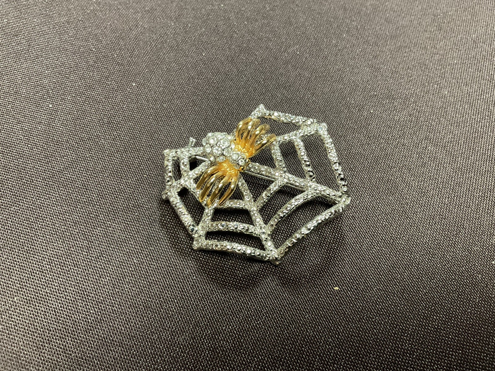 Vintage Rhinestones Spider & Web Silver Gold Tone Pin | eBay