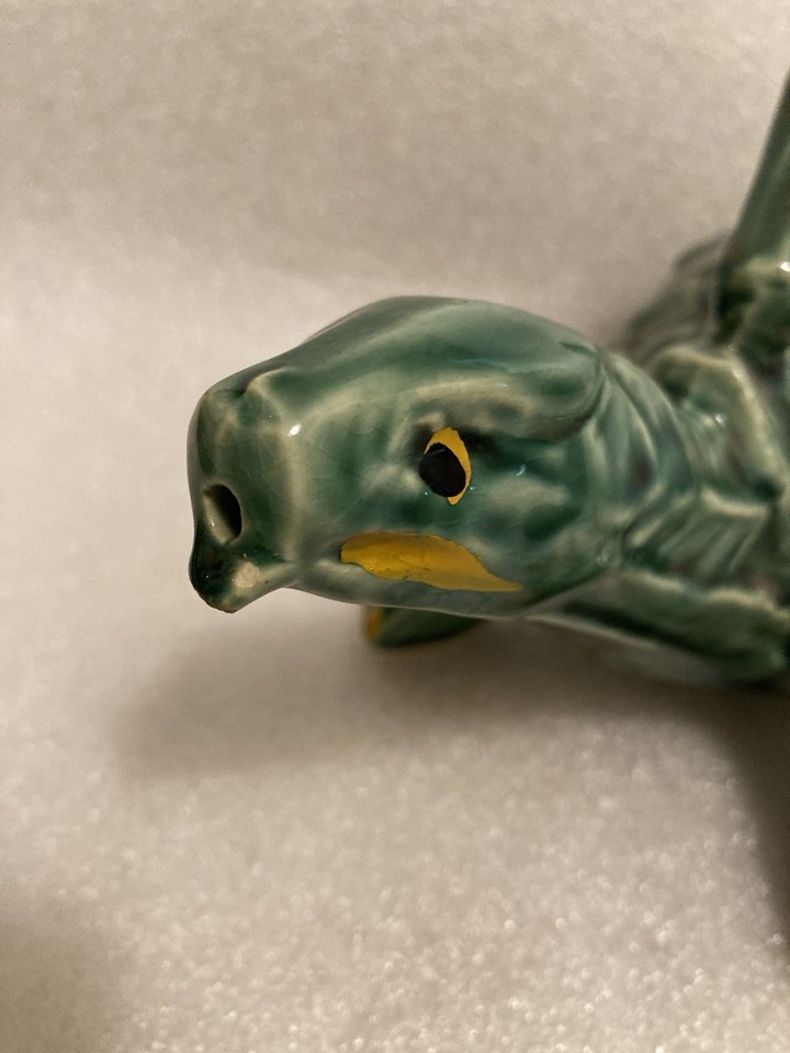 Vintage McCoy USA Turtle Watering Pitcher Original Yellow Paint Accents ...