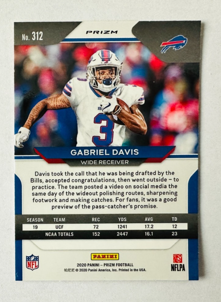2020 Panini Prizm Gabriel Davis ORANGE Lazer Prizm RC #312 Bills Rookie ...