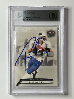 Tony Romo Signed 2003 Fleer Ultra #182 Rookie Beckett Autograph RARE | eBay
