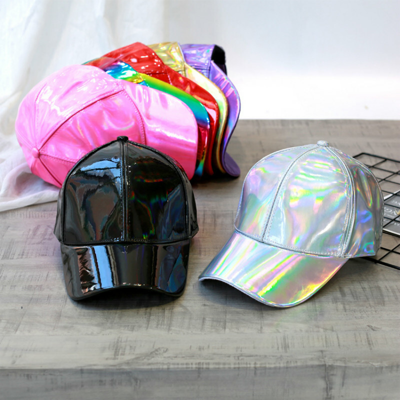 Men Women Unisex Cap Laser Metallic Baseball Hat Dance Party Hip Hop ...