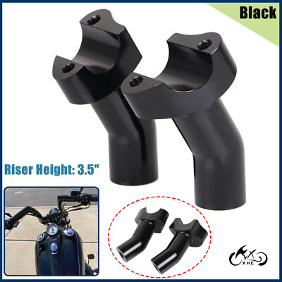 Black Pullback 3 1/2" Handlebar Risers For Harley Dyna Softail ...