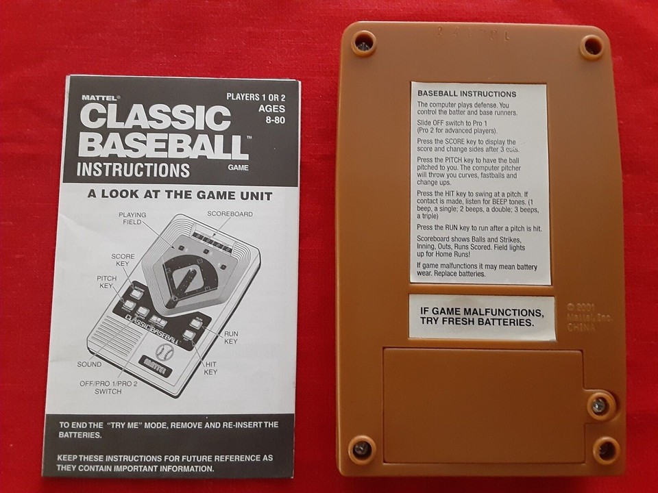 Classic Baseball Handheld Video Game Mattel Electronics 2001 Vintage ...