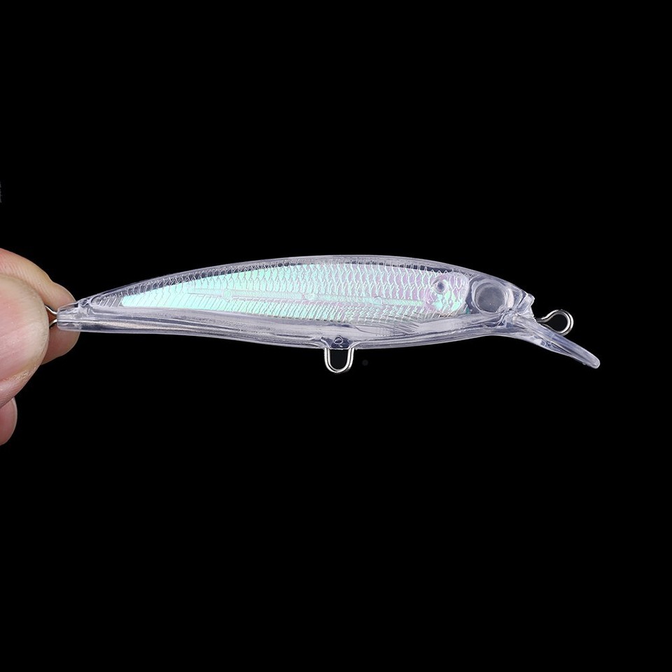 20PCS Unpainted Blank Bait Shallow Diver Holographic Rattle Minnow 9cm ...