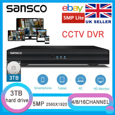 SANSCO HD 5MP Lite 4 8 16 Channel CCTV DVR Recorder for Home Security ...