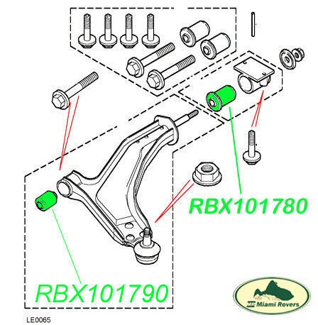 LAND ROVER FRONT SUSPENSION LOWER ARM BUSH BUSHING SET x2 FREELANDER 02 ...