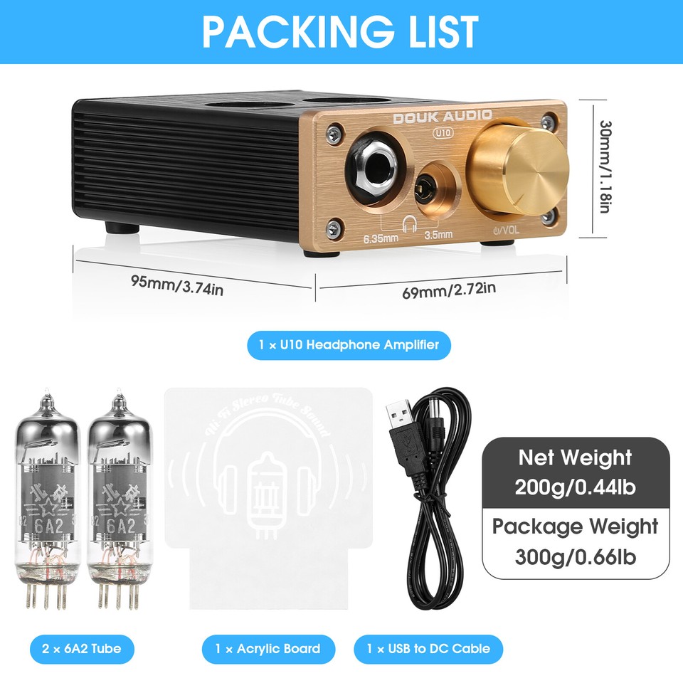 Douk Audio U10 HIFI Vacuum Tube Headphone Amplifier Stereo Preamp Mini ...