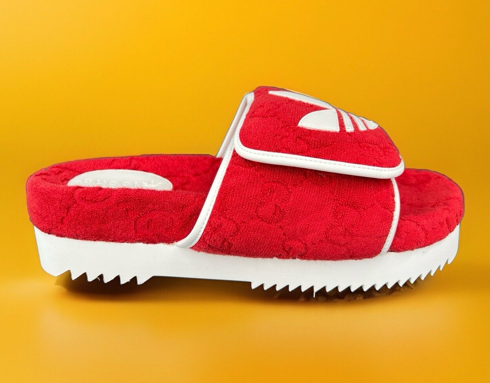 Gucci X Adidas GG Magic Sponge Demetra Vegan Logo Slides UK 11 - US 11. ...