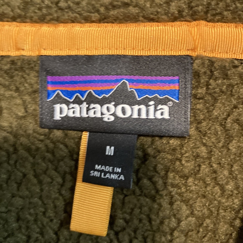 VTG PATAGONIA MILITARY GREEN ORANGE FULL ZIP DEEP PILE SHERPA JACKET ...