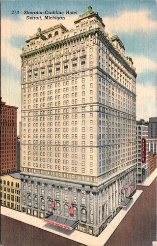 Sheraton Cadillac Hotel Detroit Michigan Mar 19 1957 Linen Postcard | eBay
