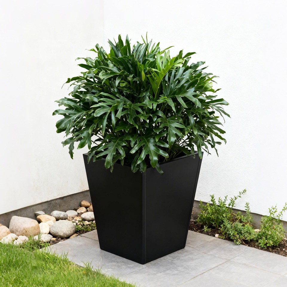 Heavy Duty Planter Box for Outdoor Plants Tall Metal Planter Box Black ...