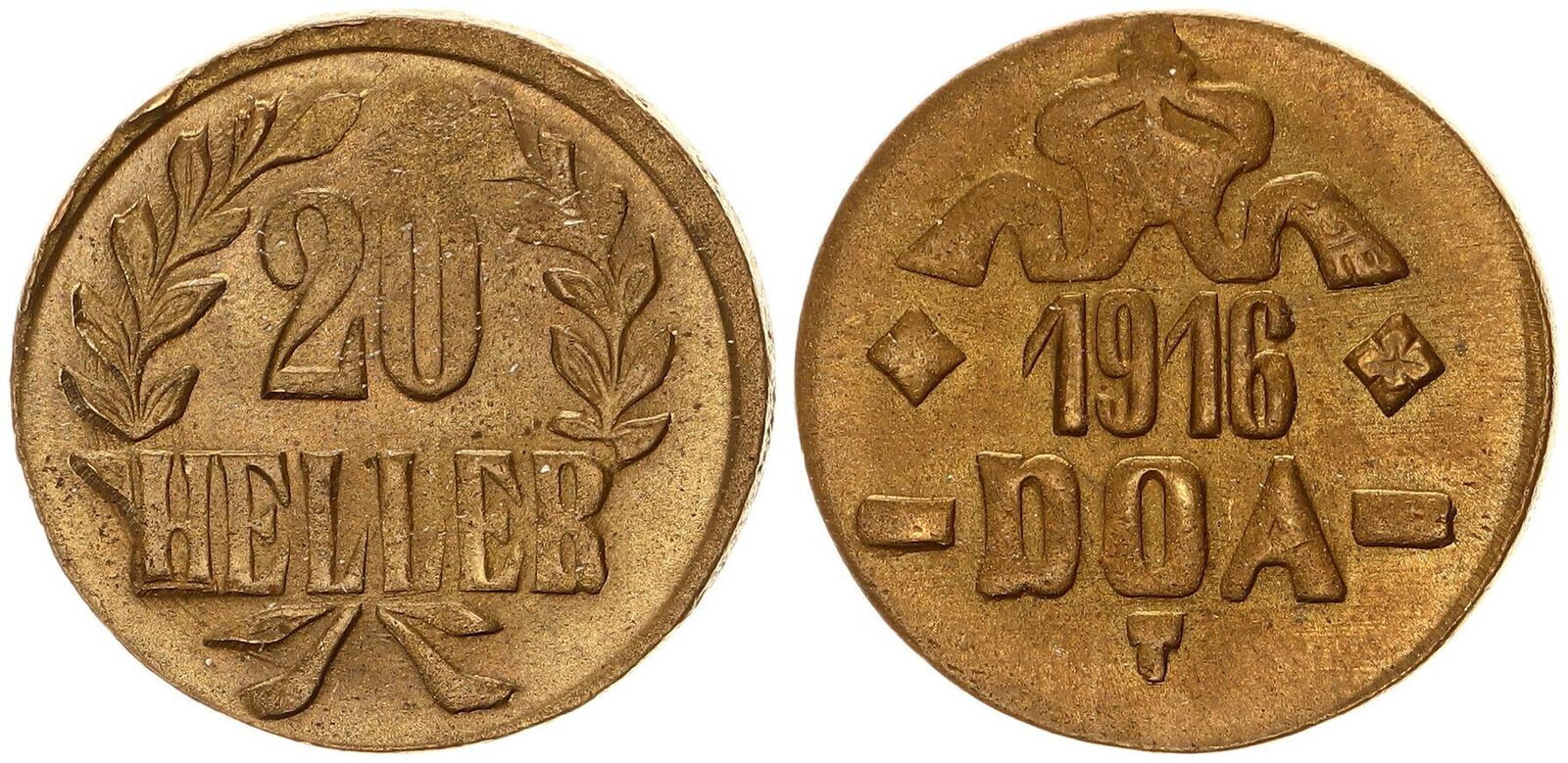 Colonies/German East Africa 20 Heller 1916 T Doa Brass J.727b Prägefri ...