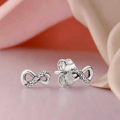 Infinity Stud Earrings Elegant Silver Infinity Studs Handcrafted Infinity Studs | eBay UK