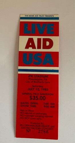 LIVE AID CONCERT TICKET PHILADELPHIA JULY 13, 1985 mint conditions | eBay
