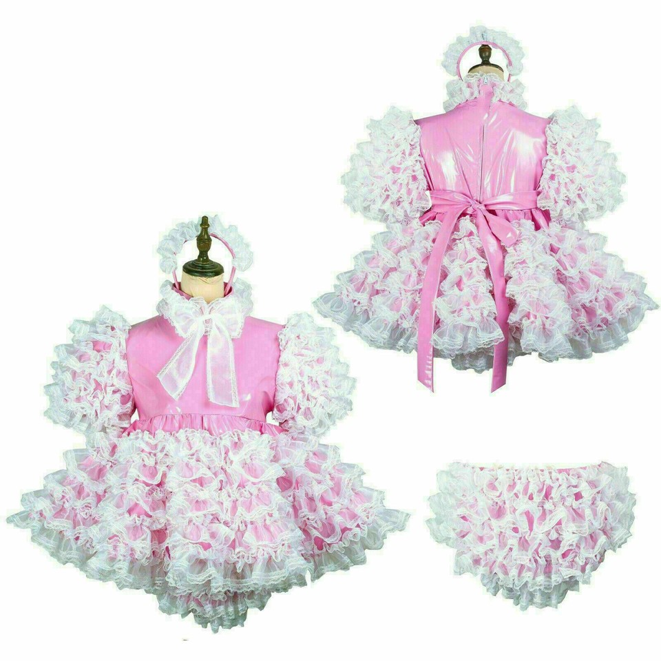 Pink PVC Sissy Maid Mini Dress cosplay costume Tailor-made | eBay
