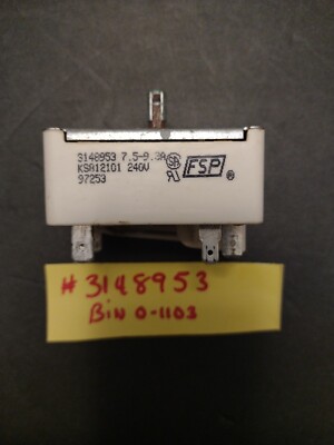Roper Range FEP310KW Surface Burner Switch 3148953, 7.5-9.3A, WP3145983 ...