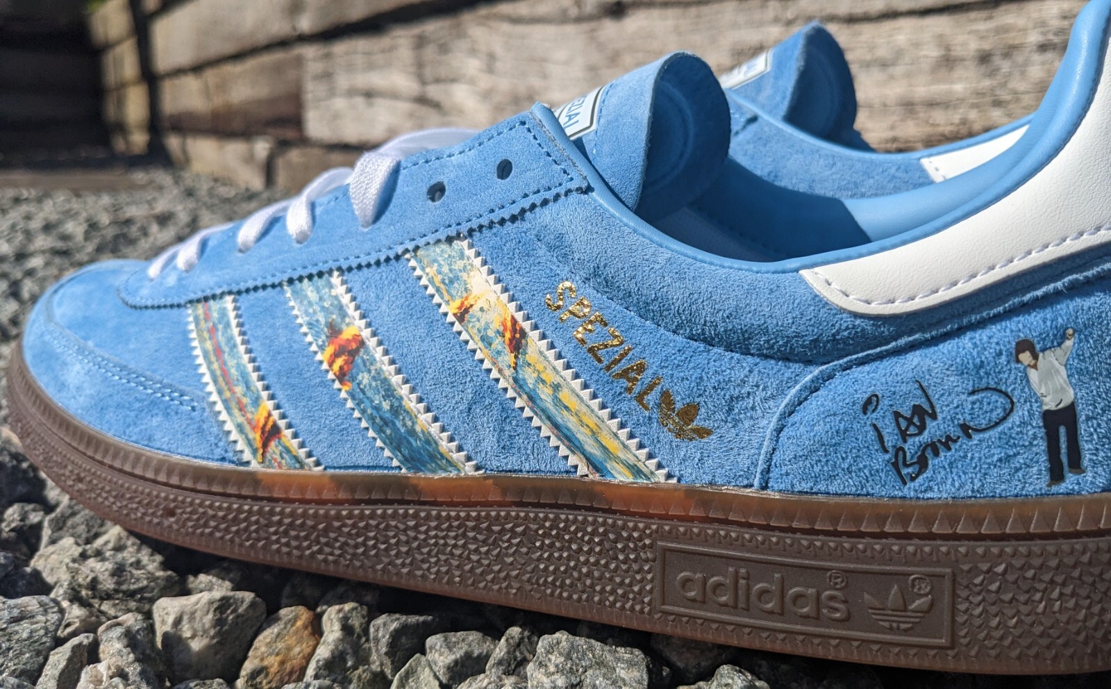 Stone Roses Custom Adidas originals blue handball spezial trainers ...