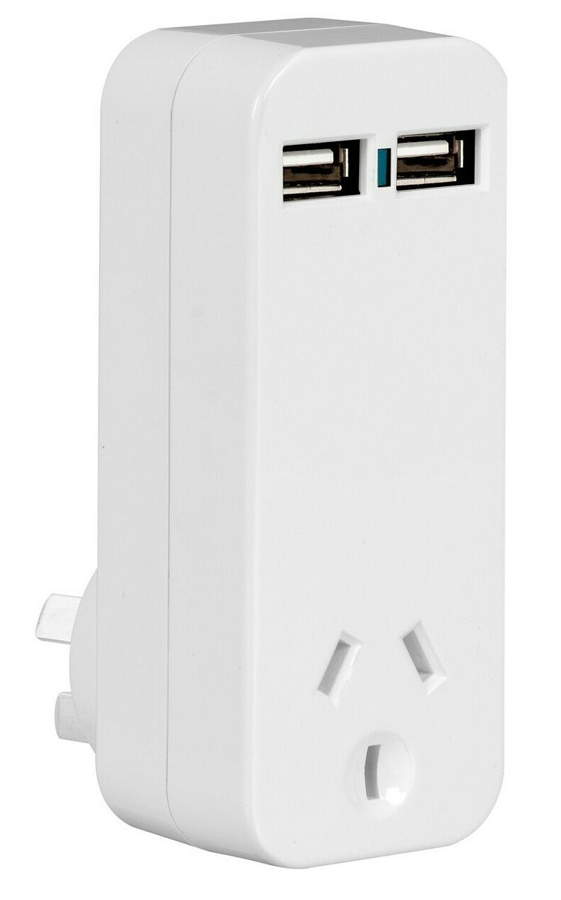 Arlec HIGH POWER USB CHARGER ADAPTER 3.1A 2 Outputs Space Saving *Aust ...